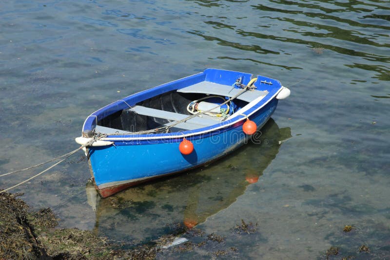 Empty Rowing Boat Floating In The Water. Stock Image - Image of summer ...