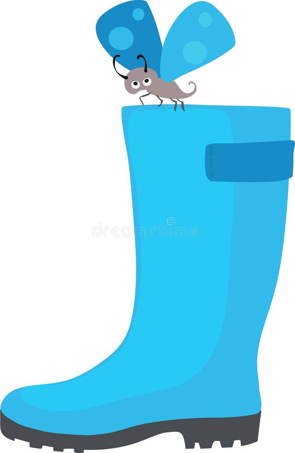 Blue Rubber Boot on Which a Blue Butterfly Sits, Cartoon , Gardening ...