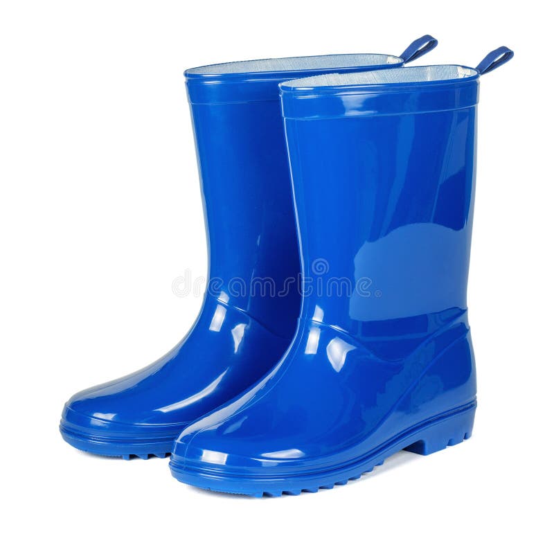 Blue Rubber Boots Side View Isolated on White Background Stock Photo ...
