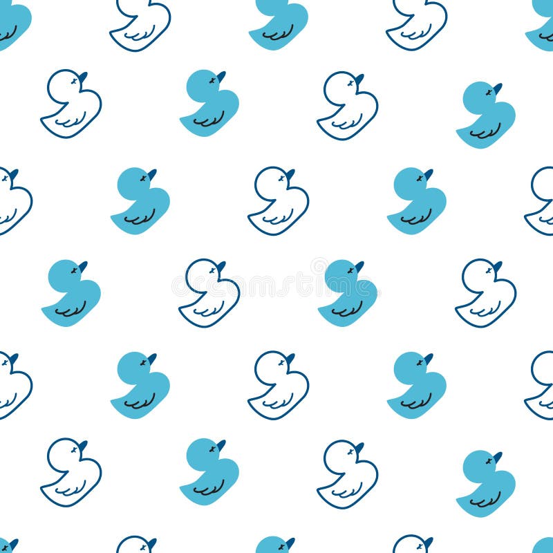 Blue Rubber Ducky Toy Cute Vector Seamless Pattern Stock Illustration ...