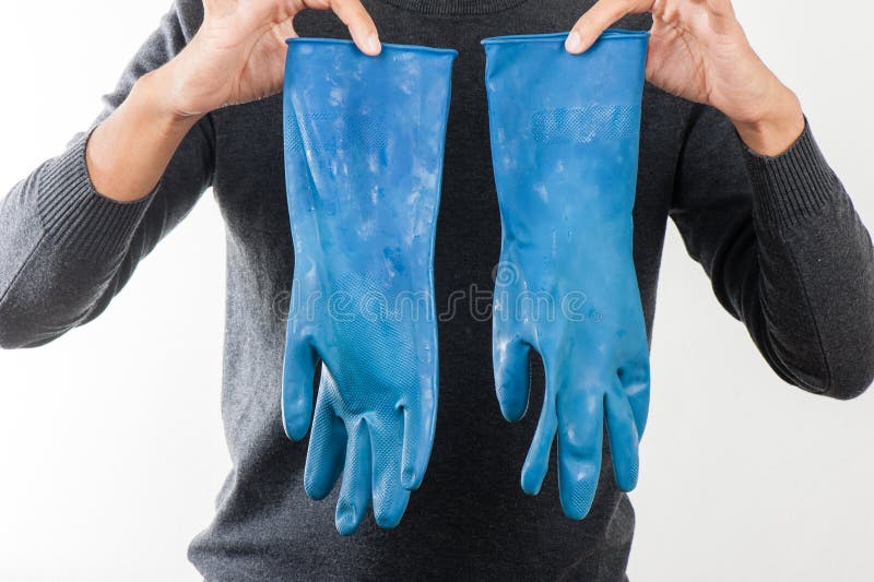 Blue rubber glove stock image. Image of chemical, moisture - 161643195