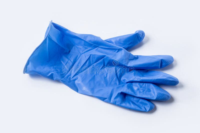 Blue Rubber Gloves Isolated on White Background. Top View Stock Image ...