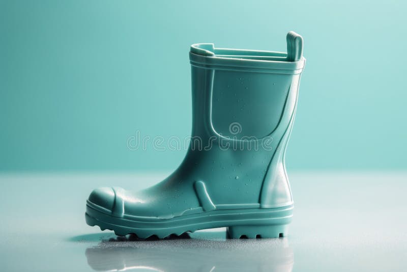 Blue rubber rain boot. stock illustration. Illustration of green ...