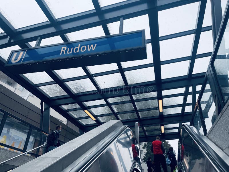 Blue & X22;Rudow& X22; Sign in a Building in Berlin, Germany Editorial ...