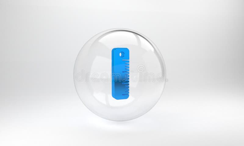 Blue Ruler Icon Isolated on Grey Background. Straightedge Symbol. Glass ...