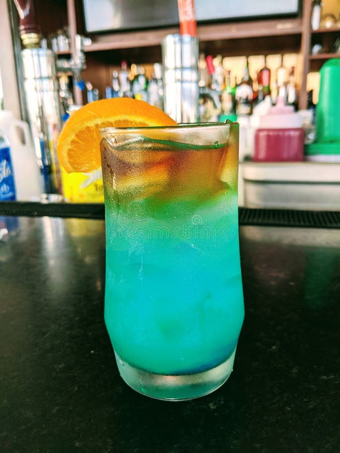 Blue Rum Punch Cocktail on Bar Stock Image - Image of drink, beer ...