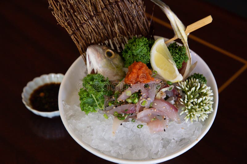 Blue Runner or AJI Sashimi on Ice Stock Image - Image of caught ...