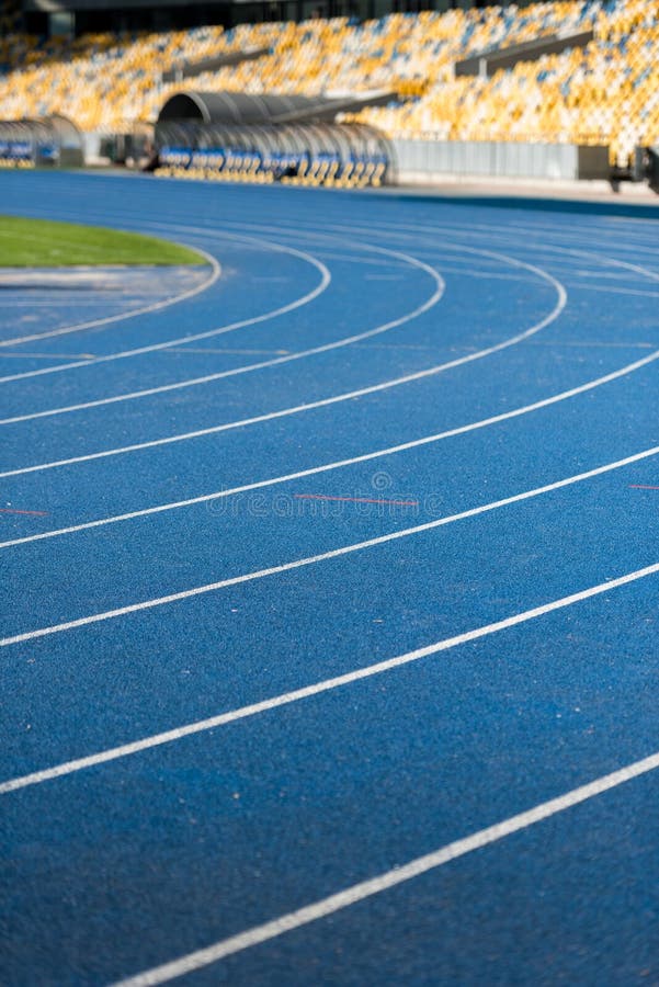 Blue Running Track on Olympic Stadium Stock Photo - Image of minimal ...