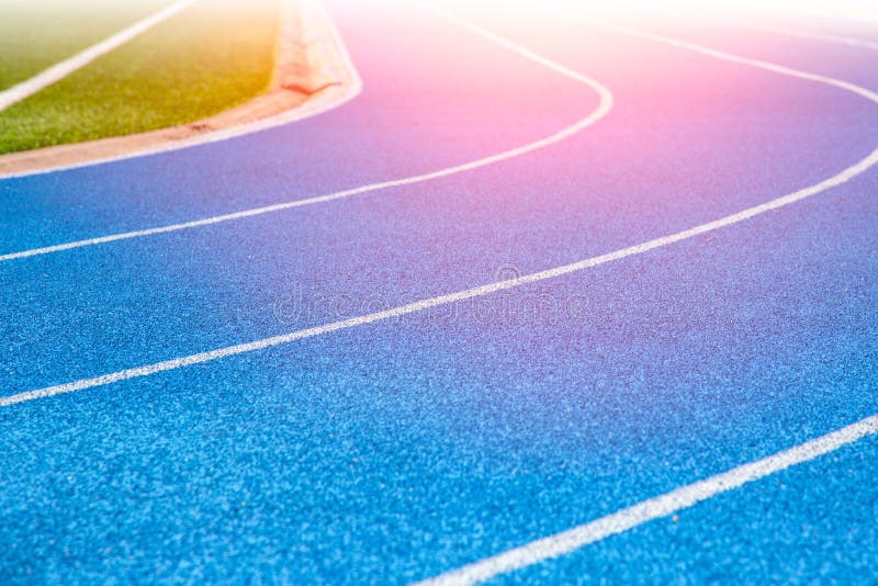 Blue Running Track. stock photo. Image of light, cheerful - 85232392