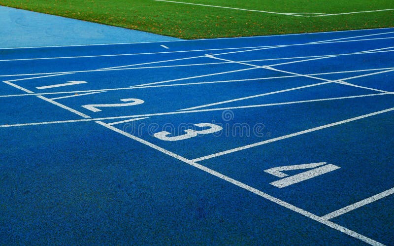 Blue running tracks stock image. Image of jogging, healthy - 359851957