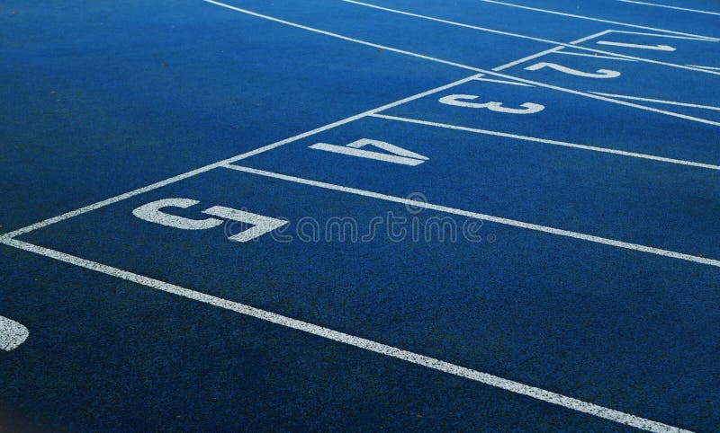 Blue running tracks. stock image. Image of athletic - 359851551