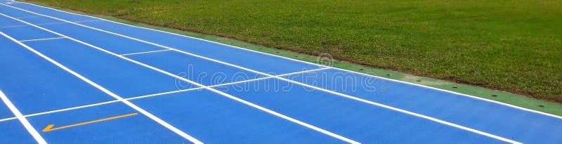 Blue Runway. the Start and End of the Stadium Track Stock Image - Image ...