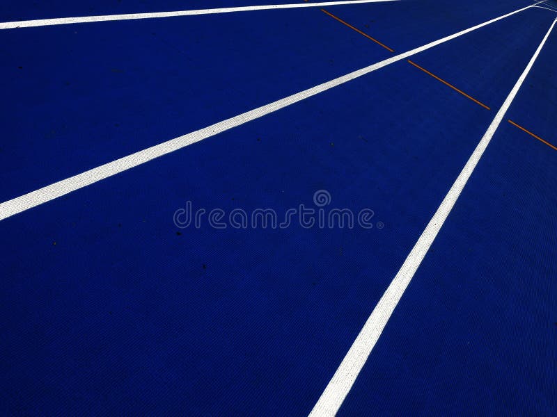 Blue Runway. the Start and End of the Stadium Track Stock Photo - Image ...