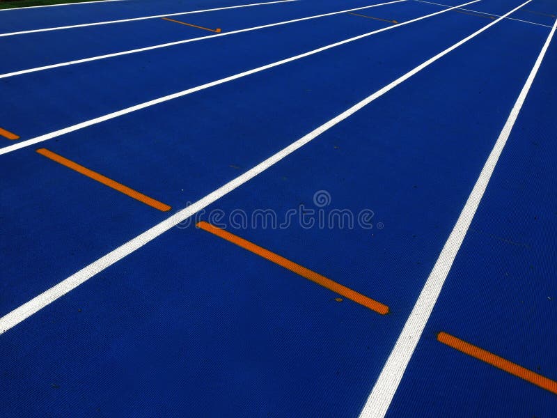 Blue Runway. the Start and End of the Stadium Track Stock Photo - Image ...