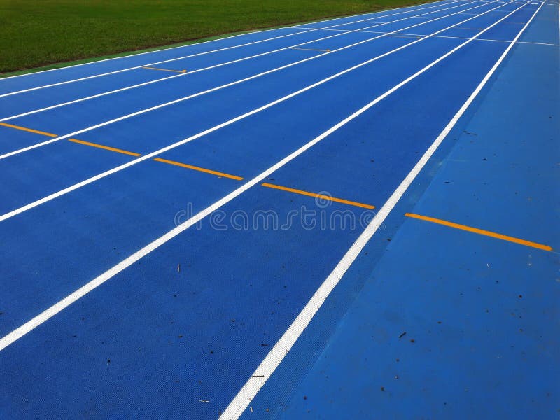 Blue Runway. the Start and End of the Stadium Track Stock Image - Image ...