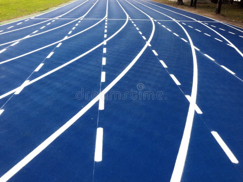 Blue Runway. the Start and End of the Stadium Track Stock Image - Image ...