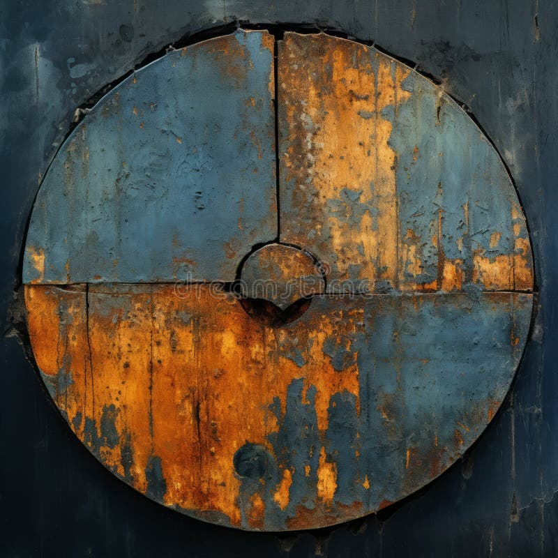 Rusted Blue Metal Circle: Abstract Photography with Industrial Urban Scenes Stock Illustration ...