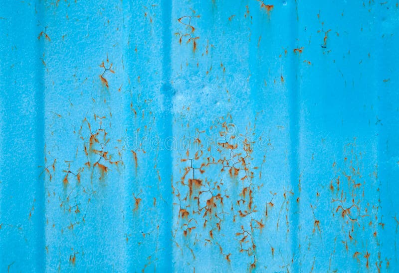 Blue Rusted Metal Wall Texture Stock Image - Image of demolished ...