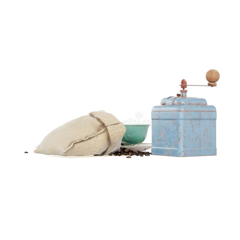 A Blue Rustic Coffee Mill, 3d Rendering Stock Illustration ...