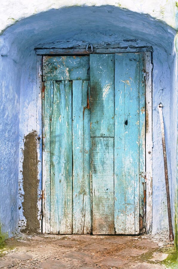 Blue Rustic Door stock image. Image of door, lock, blue - 12732549