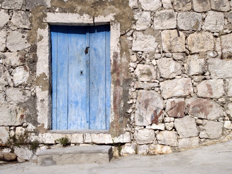 Blue rustic doors stock image. Image of detail, rural - 11940159