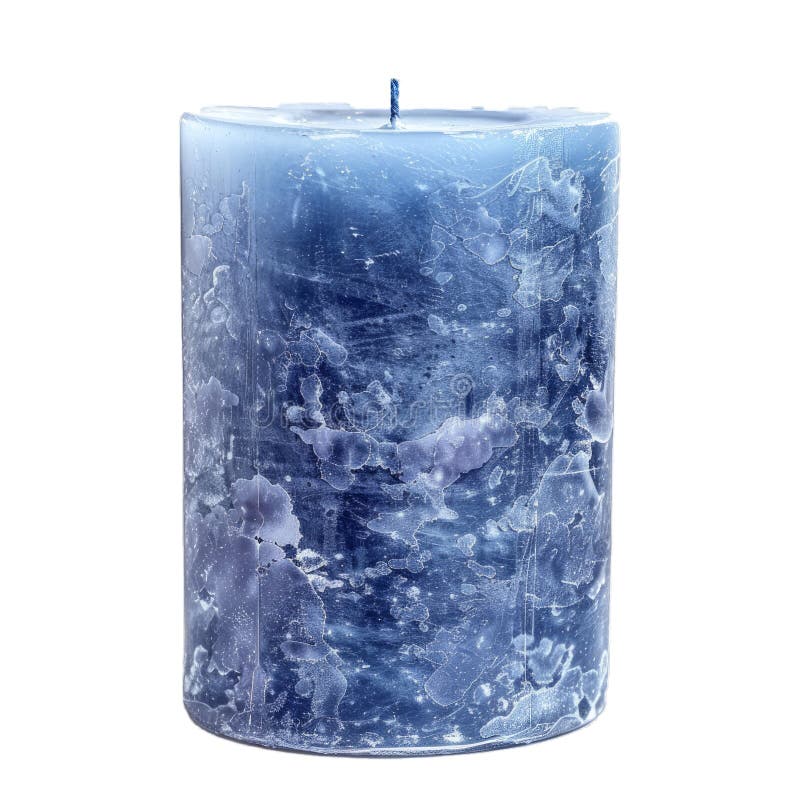 Blue Rustic Handmade Candle with Abstract Texture is Standing on White ...