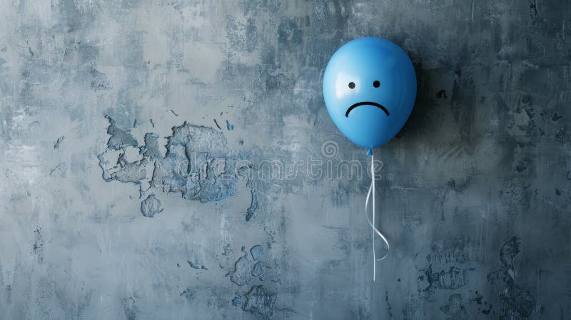 The Blue Sad Balloon.AI Generated Image Stock Image - Image of tear ...