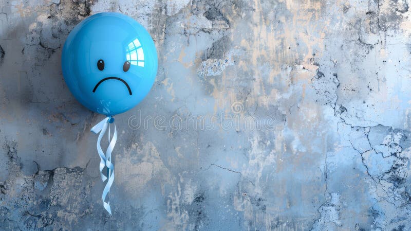 The Blue Sad Balloon.AI Generated Image Stock Photo - Image of single ...