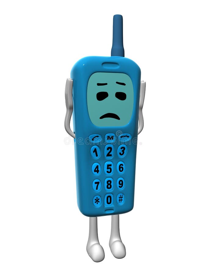 Blue sad mobile stock illustration. Illustration of phone - 6074899