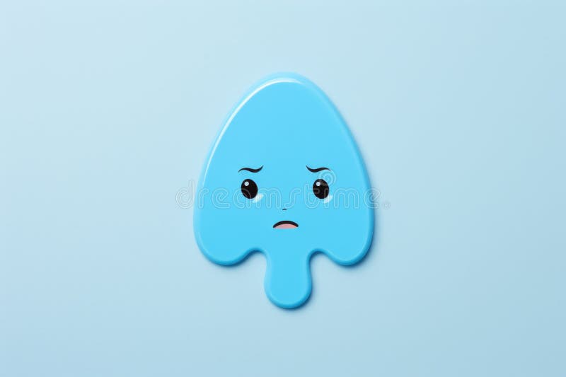 Blue Sad Smiley Face on a Blue Background Stock Illustration ...
