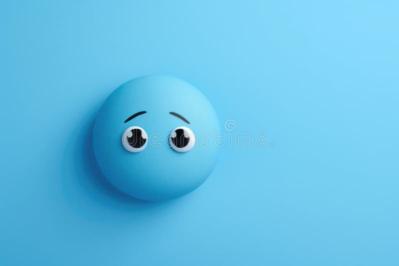 Blue Sad Smiley Face on a Blue Background Stock Illustration ...