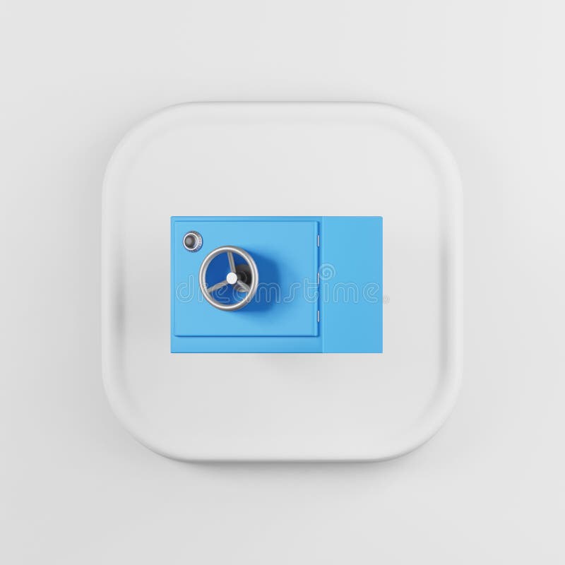 Blue Safe Icon. 3d Rendering White Square Button Key, Interface Ui Ux Element Stock Illustration ...