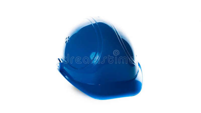 Blue Safety Helmet Isolated on White Background. Engineering Con Stock ...