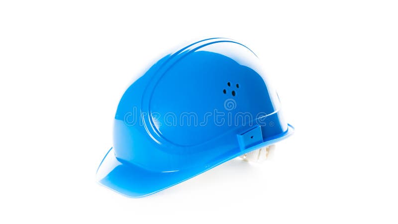 Blue Safety Helmet Isolated on White Background. Engineering Stock ...