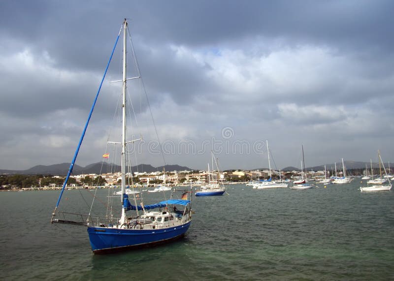 Blue Sailboat 3 stock image. Image of island, nautical - 727027