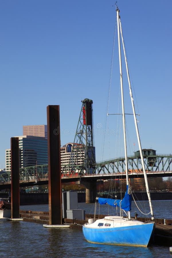 Blue Sailboat, Portland or. Stock Photo - Image of oregon, steel: 13500258