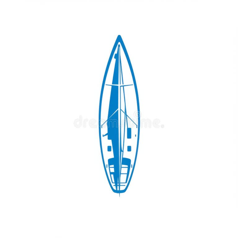 Blue Sailboat Top View Illustration Stock Illustration - Illustration ...