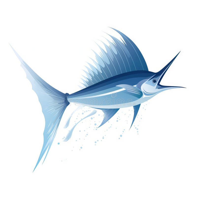 A Blue Marlin Fish with a White Back Ground and a White Back Ground ...