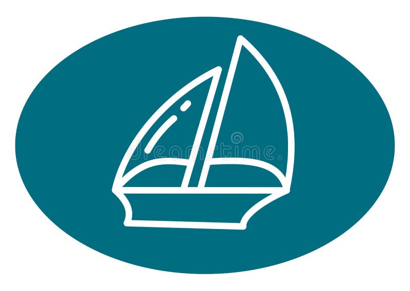Blue sailing boat, icon stock vector. Illustration of line - 261066375