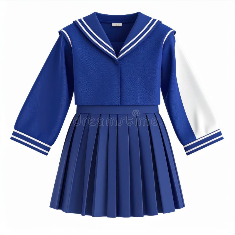 Blue Sailor School Uniform with Pleated Skirt Stock Illustration ...
