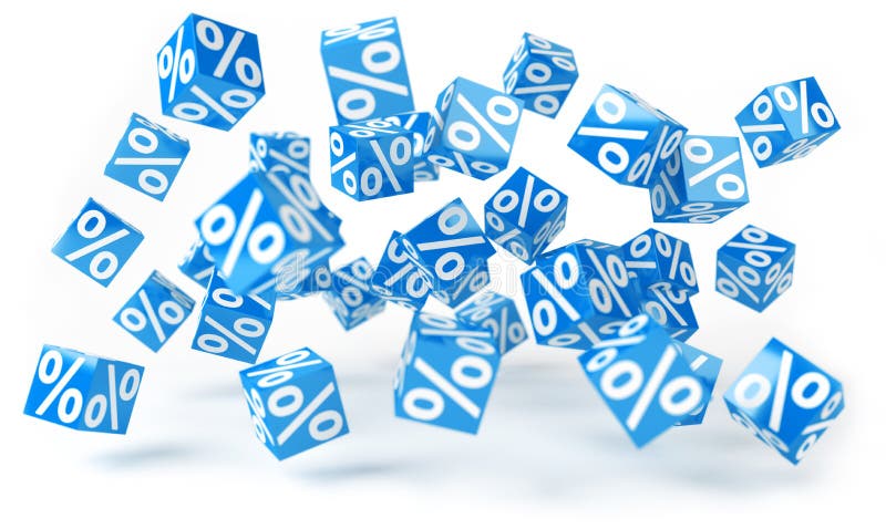 Blue Sales Icons Floating in the Air 3D Rendering Stock Illustration ...