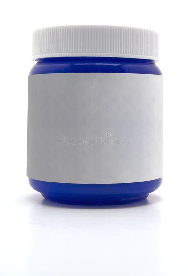 Blue Salve Medicine Container with White Label Stock Image - Image of ...