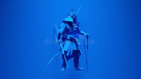 Blue Samurai Post-Punk Warrior with Blue Background Stock Illustration ...