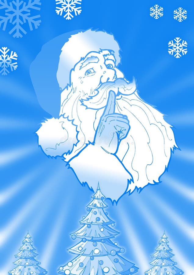 Blue santa and tree stock illustration. Illustration of christmas - 3688510