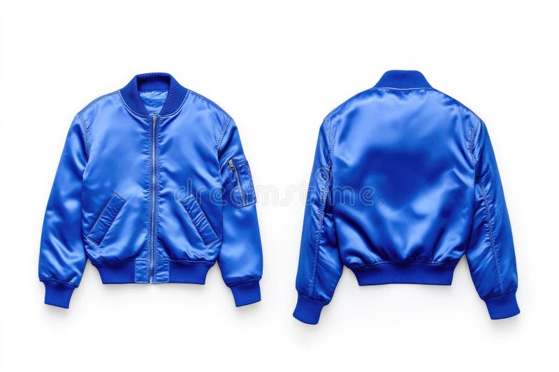 Blue satin bomber jackets stock photo. Image of fabric - 370125970