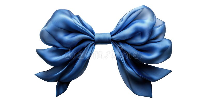 Blue Satin Bow with Large Loops Isolated on Transparent Background ...