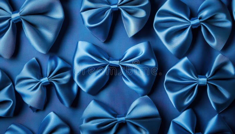 Blue Satin Bows Arranged on a Textured Background for a Decorative ...