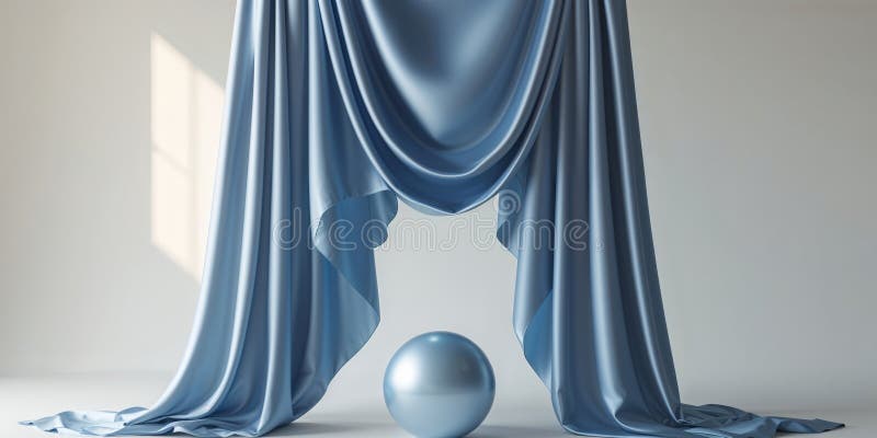 Blue Satin Drape Conceals Sphere on Light Background Stock Photo ...