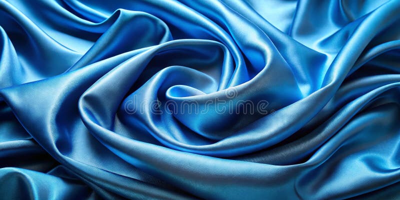 Blue Satin Drape Swirling Texture, Close-Up Stock Illustration ...