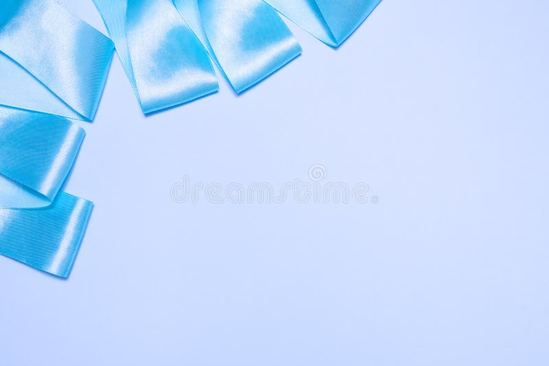 Blue Satin Ribbon on Blue Background. Festive Background for ...